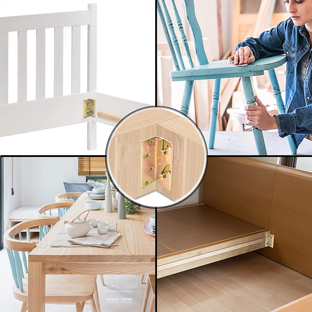 4 Sets Bed Rail Brackets,Heavy Duty Bed Rail Fittings for Connecting to Wood, Headboards and Foot-Boards, with Screws