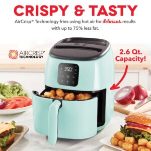 DASH Tasti-Crisp™ Digital Air Fryer, 2.6 Quart - Aqua & DCB001AF Air Fryer Recipe Book for Healthier + Delicious Meals, Snacks & Desserts, Over 70+ Easy to Follow Guides, multicolor