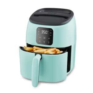 DASH Tasti-Crisp™ Digital Air Fryer, 2.6 Quart - Aqua & DCB001AF Air Fryer Recipe Book for Healthier + Delicious Meals, Snacks & Desserts, Over 70+ Easy to Follow Guides, multicolor