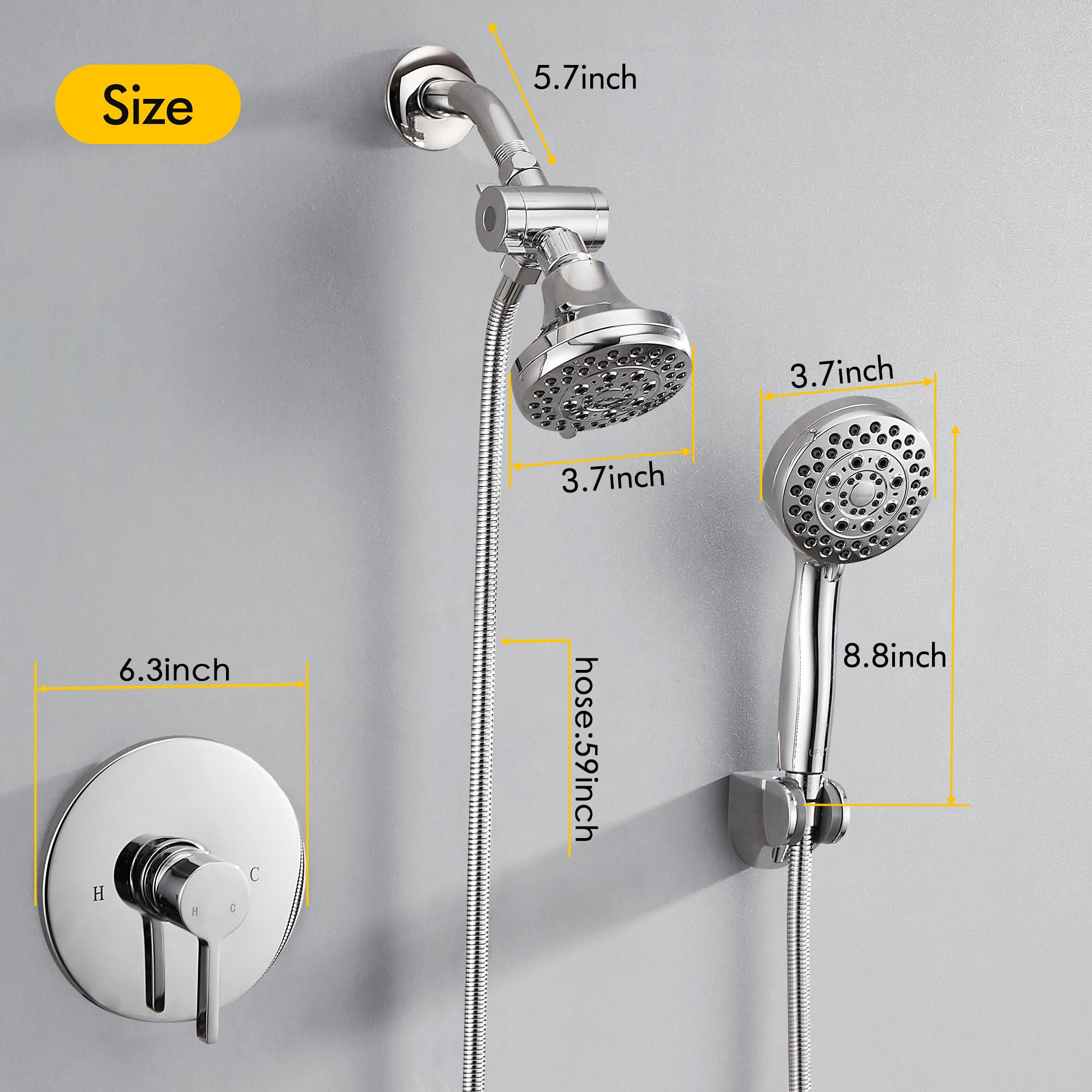 FRANSITON Shower Faucet System with Bathroom Spout Rain Shower Kit, High Pressure Handheld Shower Head 35-Function Dual 2 in 1 Shower Combo Faucet Set with Valve Trim Kit Black