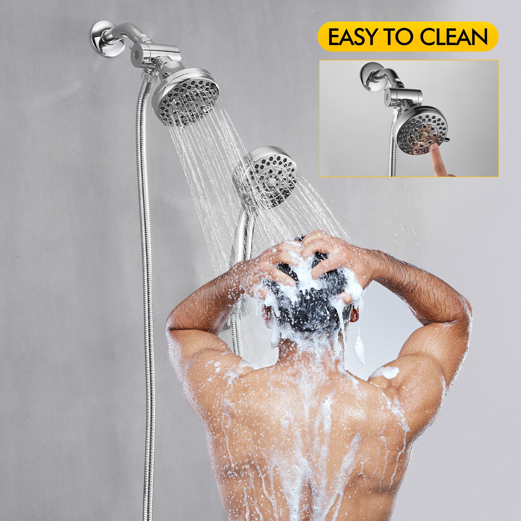 FRANSITON Shower Faucet System with Bathroom Spout Rain Shower Kit, High Pressure Handheld Shower Head 35-Function Dual 2 in 1 Shower Combo Faucet Set with Valve Trim Kit Black