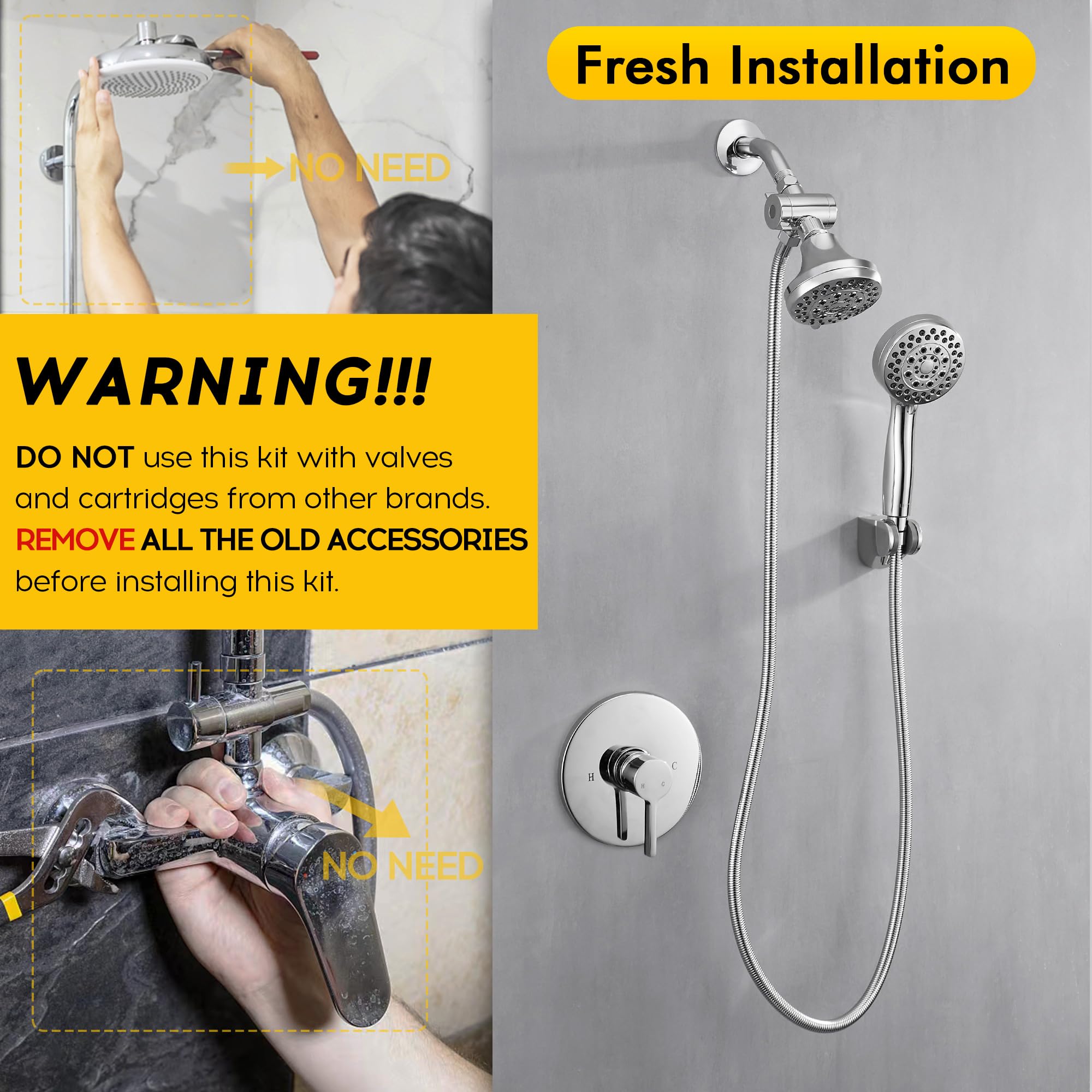 FRANSITON Shower Faucet System with Bathroom Spout Rain Shower Kit, High Pressure Handheld Shower Head 35-Function Dual 2 in 1 Shower Combo Faucet Set with Valve Trim Kit Black