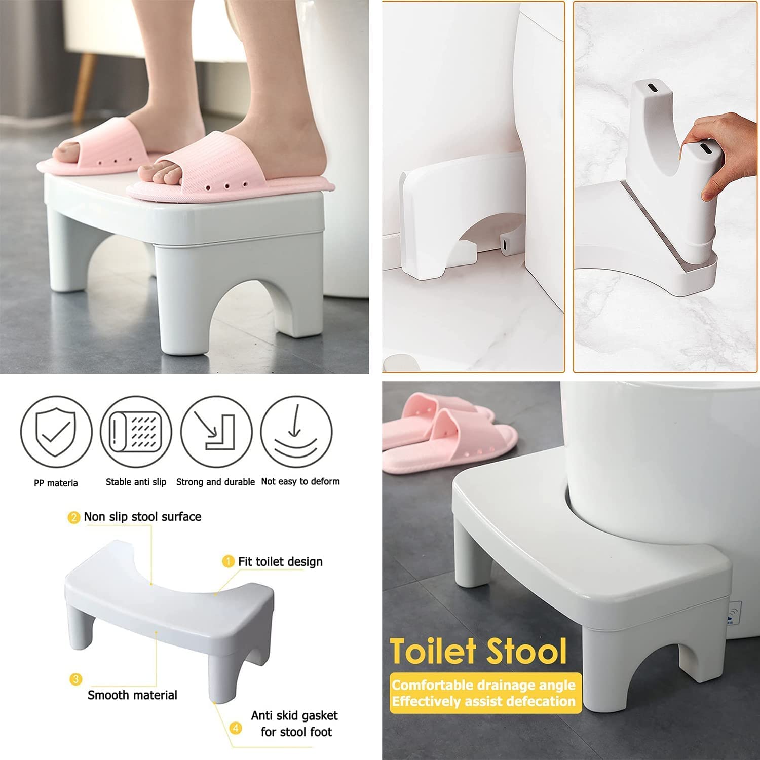 WDOPEN Toilet Stool,Detachable Toilet Potty Step Stool, Folding Squatting Potty Poop Stool, 7'' Height Safe Healthier Simple Design