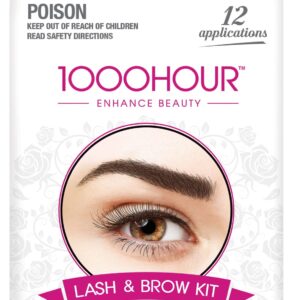 1000 Hour Professional Formula Lash & Brow Kit - Defined Brows w/a Long-Lasting Formula with Eyebrow Mascara - Brow Gel for Stunning Brows that Last Up To 6 Weeks with 12 Applications - Brown Black