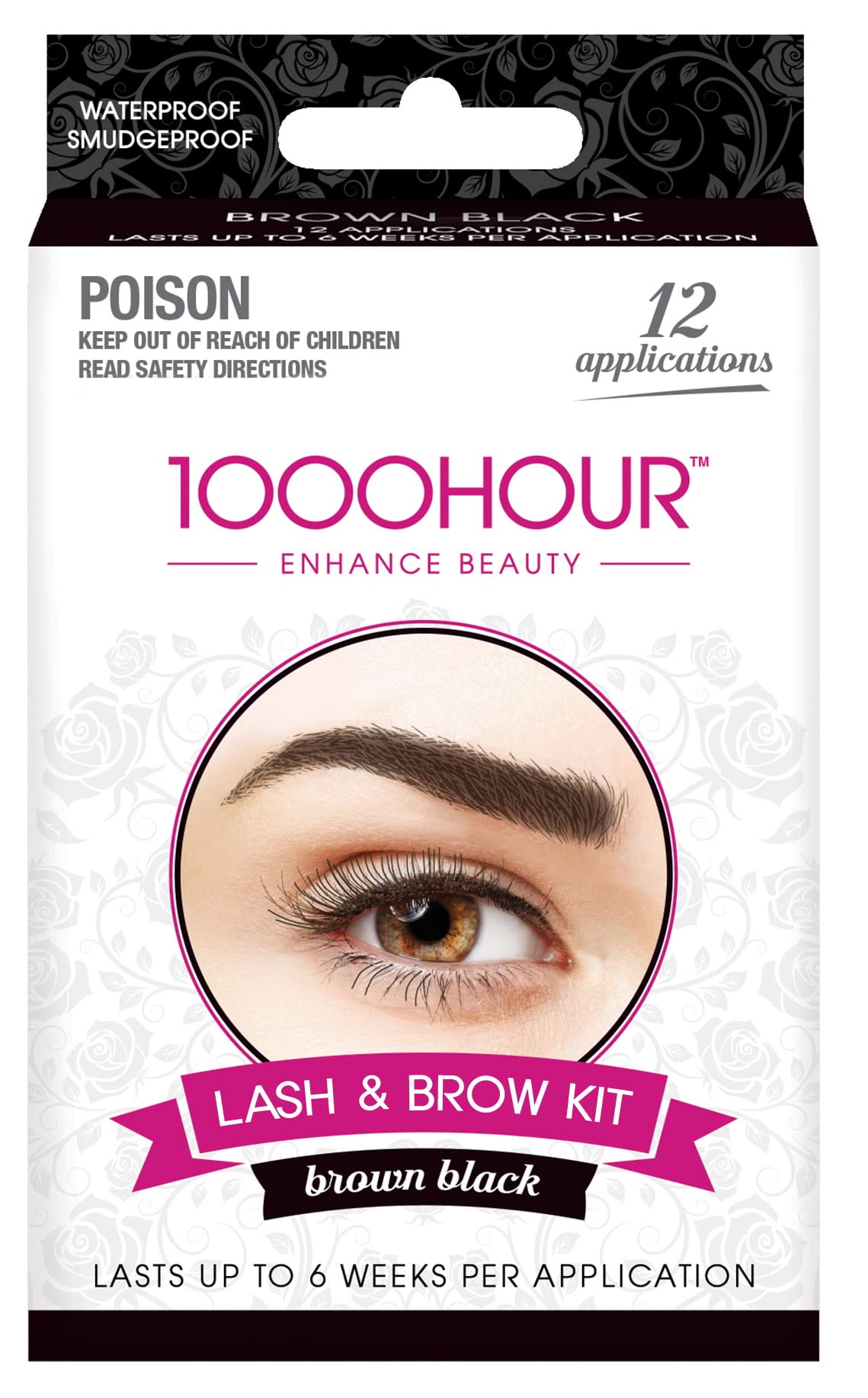 1000 Hour Professional Formula Lash & Brow Kit - Defined Brows w/a Long-Lasting Formula with Eyebrow Mascara - Brow Gel for Stunning Brows that Last Up To 6 Weeks with 12 Applications - Brown Black