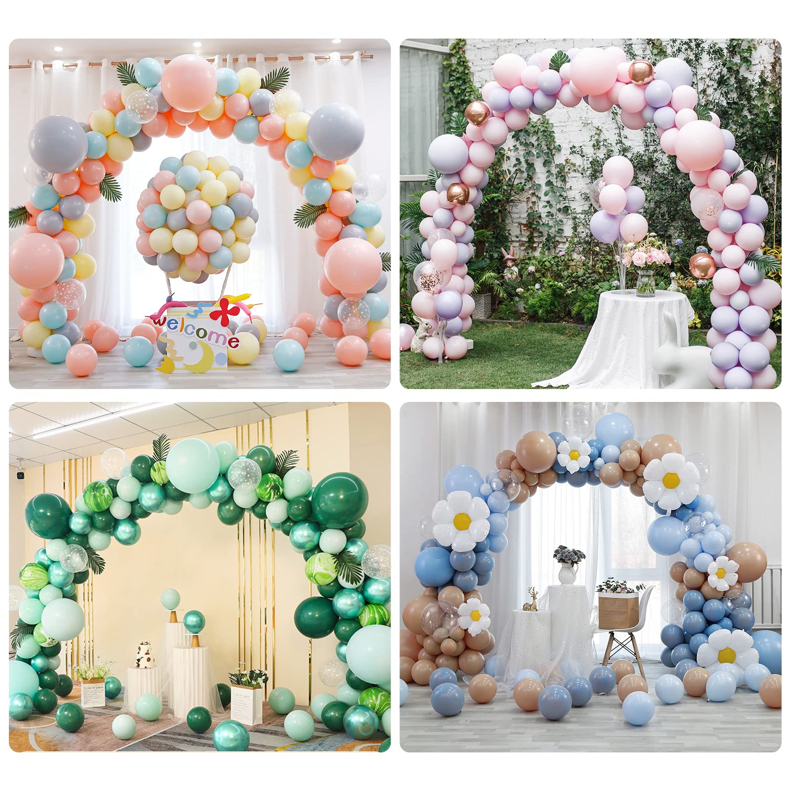 RUBFAC Balloon Arch Stand, 10ft Wide Adjustable Balloon Arch Kit Adjustable Frame with Water Fillable Base for Wedding Birthday Baby Shower Decoration Halloween Christmas Party Supplies