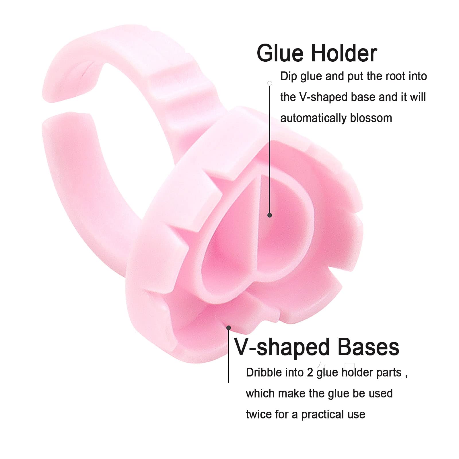 Glue Rings for Eyelash Extension,300PCS Smart Lash Glue Rings,Disposable Eyelash Glue Holder Glue Cups Rings,Heart Shape Fan Blossom Volume Lash Glue Holder False Eyelash Lash Extension Supplies Pink