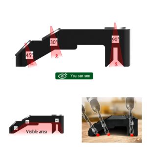 Drill Guide,30 45 90 Angled Drill Guide Jig with 2 Torpedo Level 4 Sizes Drill Hole Guide Jig Use on Flat Surfaces, Round Parts, and Corners Angled Straight Hole