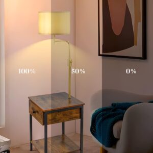 bulbeats 54IN Side End Table with Lamp Attached, Dimmable (Brightness Adjustable) Floor Lamp with Drawer and Shelf, 3000K E26 Bulb Included, 300° Rotatable Standing Lamp for Living Room Bedroom