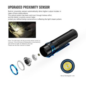 OLIGHT Baton3 Pro Max 2500 Lumens Rechargeable Compact EDC Pocket Flashlights with Safety Proximity Sensor, LED High Lumens for Camping, Hiking and Emergency (Cool White Light: 5700~6700K)