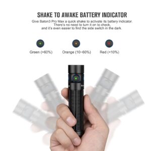 OLIGHT Baton3 Pro Max 2500 Lumens Rechargeable Compact EDC Pocket Flashlights with Safety Proximity Sensor, LED High Lumens for Camping, Hiking and Emergency (Cool White Light: 5700~6700K)