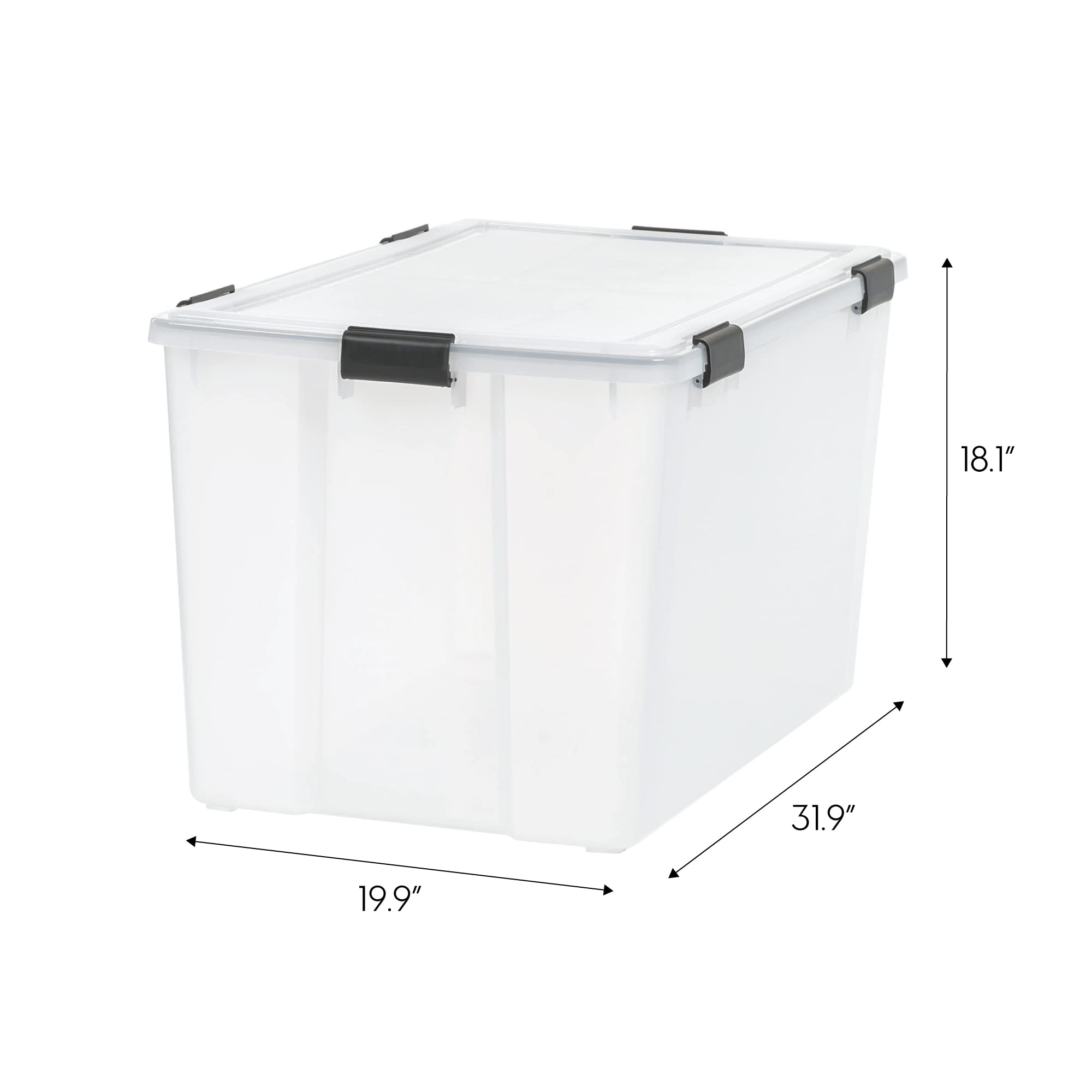 IRIS USA 156 Quart / 39 Gal. WEATHERPRO Plastic Storage Box with Durable Lid and Seal and Secure Latching Buckles, 3 Pack, Weathertight, Keep Dust and Moisture Free, For Oversized and Bulky Items