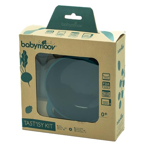 Babymoov TAST'ISY Baby Feeding Set, BPA-Free Certified Non Toxic Silicone Suction Bowl and Spoon (Microwave & Dishwasher Safe)