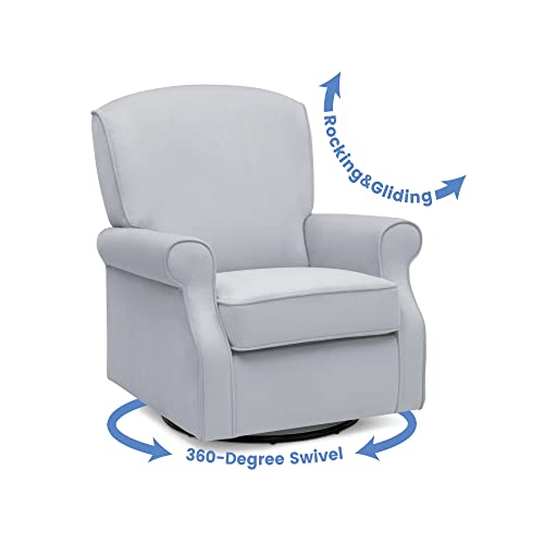 Delta Children Oakley Nursery Glider Swivel Rocker Chair, Dolphin Grey Velvet