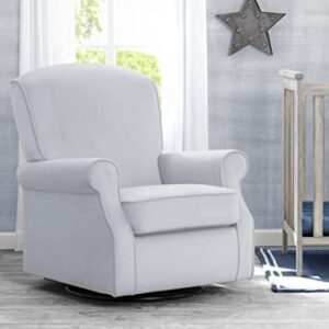 Delta Children Oakley Nursery Glider Swivel Rocker Chair, Dolphin Grey Velvet