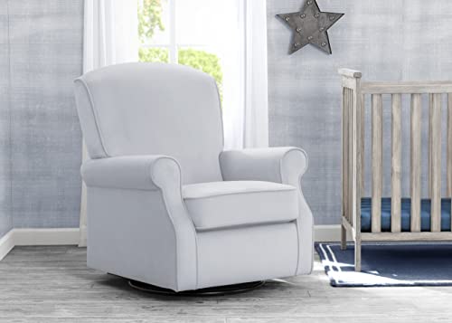 Delta Children Oakley Nursery Glider Swivel Rocker Chair, Dolphin Grey Velvet