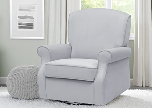 Delta Children Oakley Nursery Glider Swivel Rocker Chair, Dolphin Grey Velvet