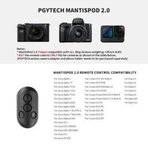 PGYTECH MANTISPOD 2.0 Bluetooth Mini Camera Vlogging Tripod Small Travel Flexible DSLR Pocket Stand Video Vlog Desktop Shooting Selfie Mount with Remote Control