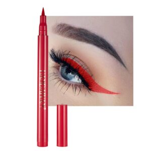 dekrion liquid eyeliner, red eyeliner liquid, long-lasting colored eyeliners, white black red brown green purple waterproof high-pigmented colorful eyeliners for eye makeup,1pc red