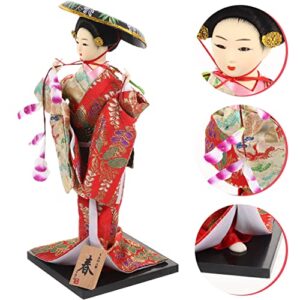 DECHOUS Japanese Geisha Ornaments Japanese Geisha Kimono Japanese Humanoid Doll Kimono Kokeshi Doll Antique Asian Dolls Toys Asian Kimono Ornament Office Foam Nationality