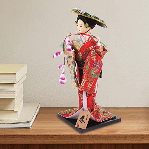 DECHOUS Japanese Geisha Ornaments Japanese Geisha Kimono Japanese Humanoid Doll Kimono Kokeshi Doll Antique Asian Dolls Toys Asian Kimono Ornament Office Foam Nationality