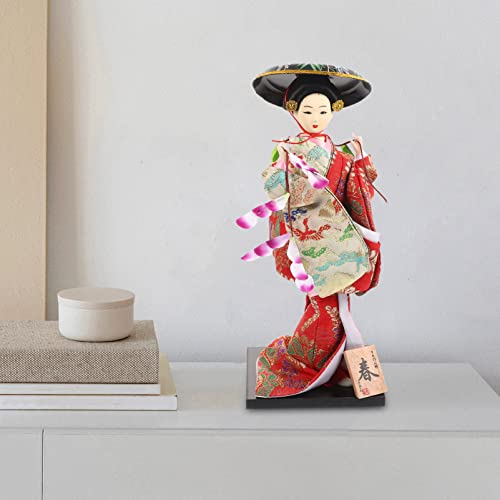 DECHOUS Japanese Geisha Ornaments Japanese Geisha Kimono Japanese Humanoid Doll Kimono Kokeshi Doll Antique Asian Dolls Toys Asian Kimono Ornament Office Foam Nationality