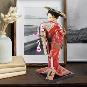 DECHOUS Japanese Geisha Ornaments Japanese Geisha Kimono Japanese Humanoid Doll Kimono Kokeshi Doll Antique Asian Dolls Toys Asian Kimono Ornament Office Foam Nationality