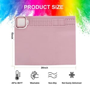 2 Pcs Silicone Craft Mat, 20"x16" Large Silicone Mat for Crafts, Non Stick Silicone Sheet with 20 Pcs Painting Pen, Creator Silicone Craft Mat with Cleaning Cup and Paint Holder for DIY Creations