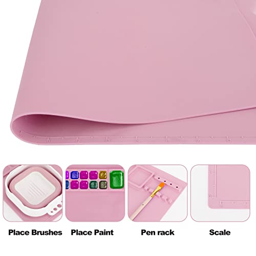 2 Pcs Silicone Craft Mat, 20"x16" Large Silicone Mat for Crafts, Non Stick Silicone Sheet with 20 Pcs Painting Pen, Creator Silicone Craft Mat with Cleaning Cup and Paint Holder for DIY Creations