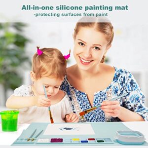 2 Pcs Silicone Craft Mat, 20"x16" Large Silicone Mat for Crafts, Non Stick Silicone Sheet with 20 Pcs Painting Pen, Creator Silicone Craft Mat with Cleaning Cup and Paint Holder for DIY Creations