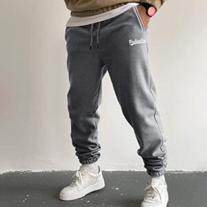 Mens Athletic Cargo Pants Elastic Waist Slim Fit Athletic Jogger Pants Military Combat Hiking Work Pants Joggers Sweatpants Dark Gray