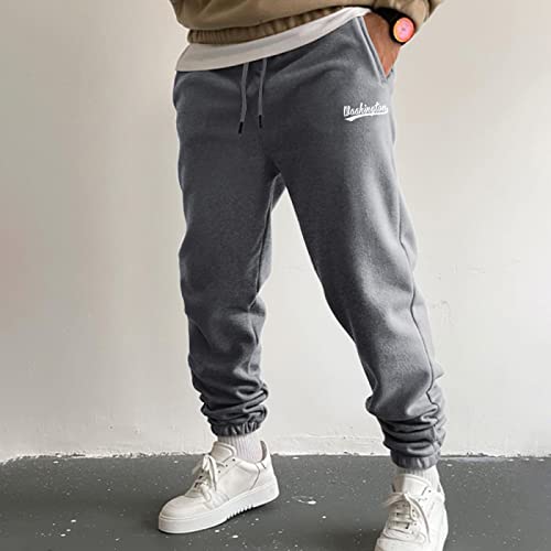 Mens Athletic Cargo Pants Elastic Waist Slim Fit Athletic Jogger Pants Military Combat Hiking Work Pants Joggers Sweatpants Dark Gray