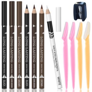 7pcs multicolor eyebrow pencil eyeliner set, waterproof eye brow pencil, easy to coloromen women professional eyebrow pencil smudge proof long lasting makeup eye liners (multicolor)