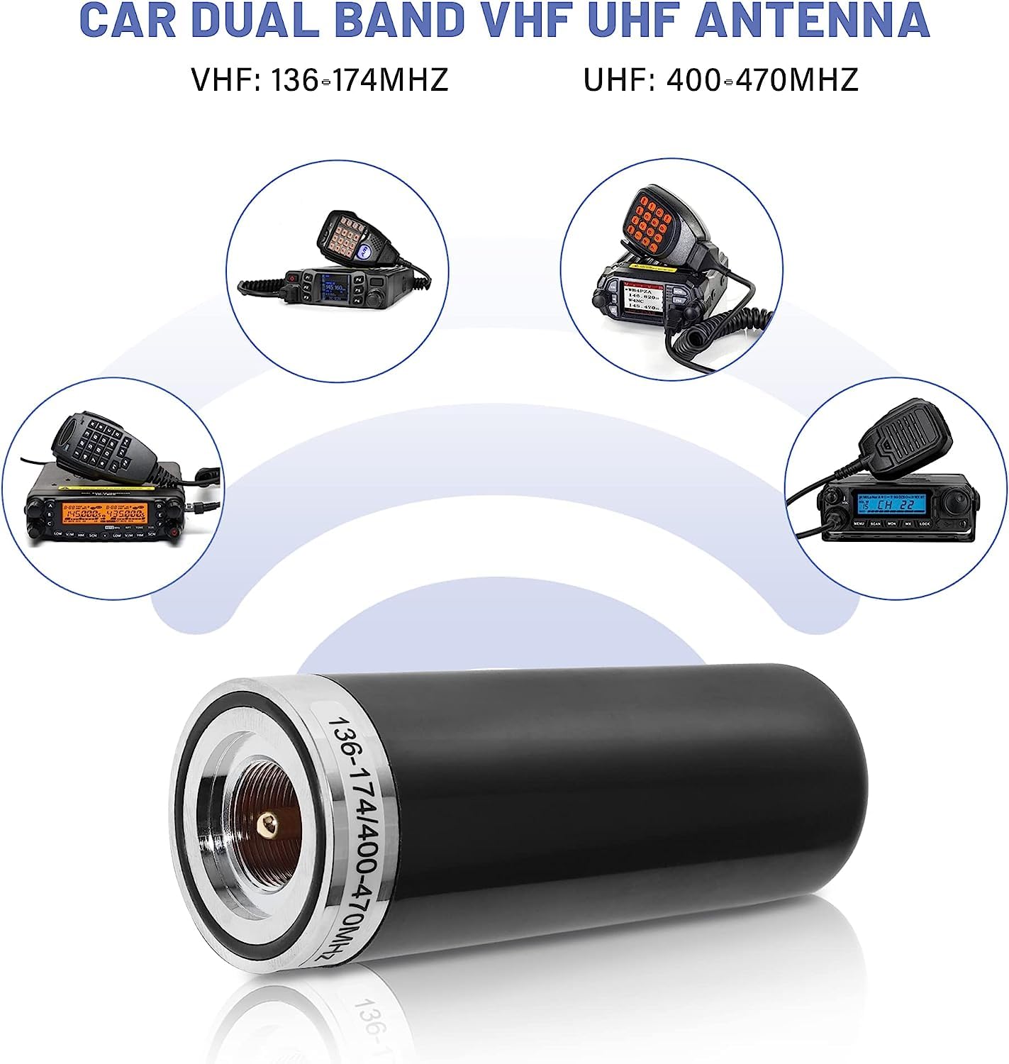 Anina 3DB Gain GMRS Antenna NMO Mount, Dual-Band UHF VHF 136-174MHz 400-470MHz, 3.5” Antenna NMO Connection for Midland Car Truck Ham Radio Amateur Mobile Radio Two Way Radio Marine Boat VHF Radio