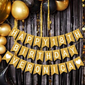 124 Pcs Happy Birthday Banner, Banner DIY Birthday Banner Reusable Multi Occasion Party Decorations Bunting Banner for Men Women Boys Girls Kids Golden Birthday Party (Gold)