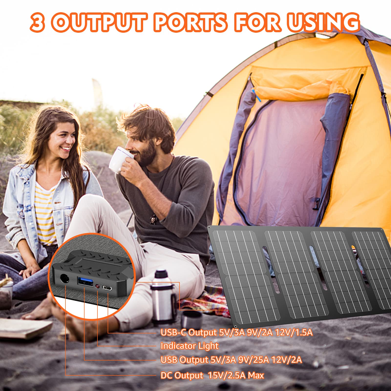 Apowking 146Wh Portable Power Bank with AC Outlet & 40W Foldable Solar Panel, Portable Laptop Charger 110V/100W with USB & DC Output for Camping, Home Emergency, Traveling, RV Trip