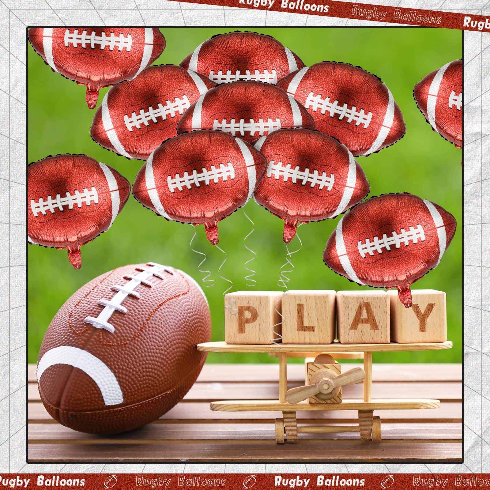 30 Pcs 22 Inches Football Balloons Foil Field Football Party Decorations Aluminum Foil Football Shaped Sports Balloons for Sport Themed Birthday Party Decor