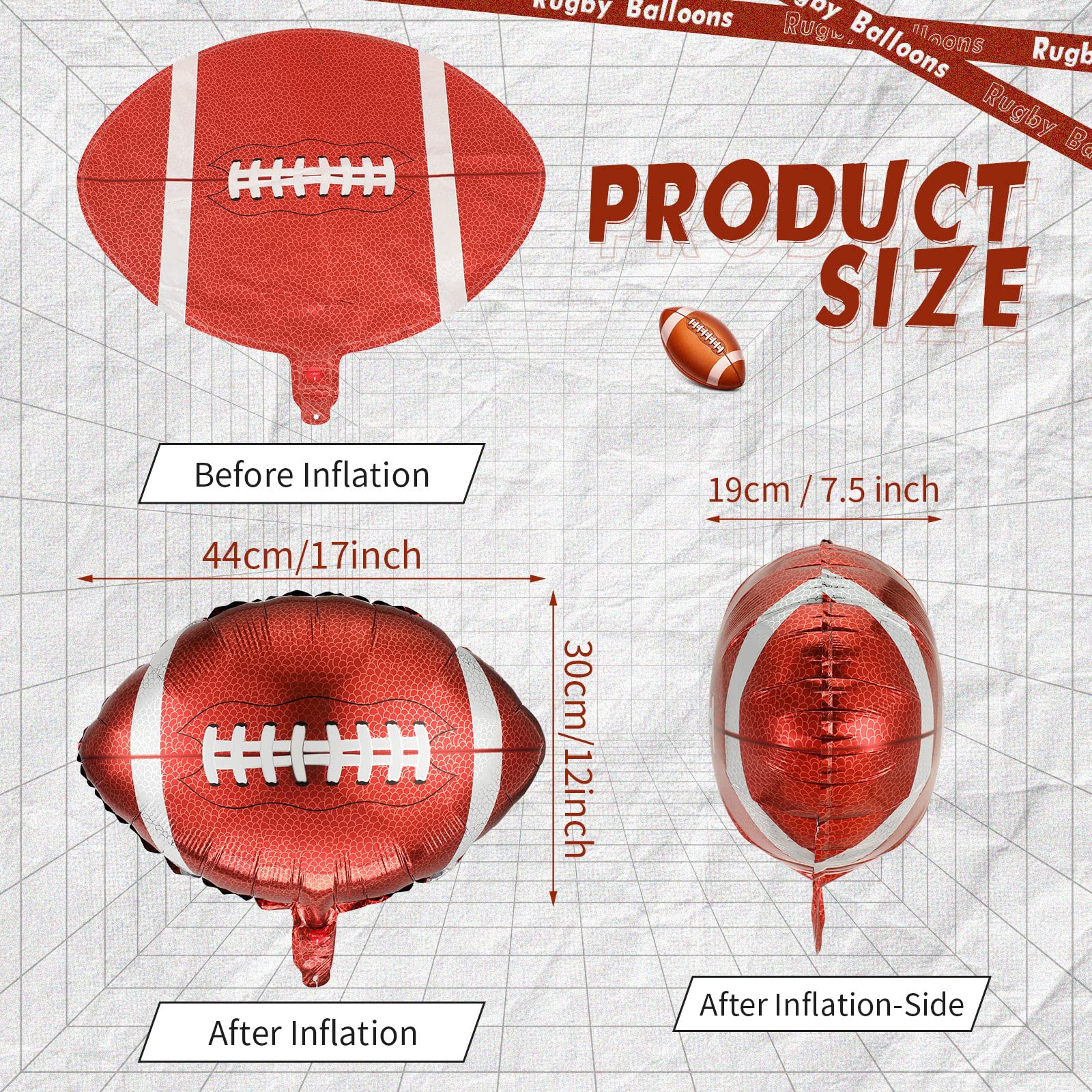 30 Pcs 22 Inches Football Balloons Foil Field Football Party Decorations Aluminum Foil Football Shaped Sports Balloons for Sport Themed Birthday Party Decor