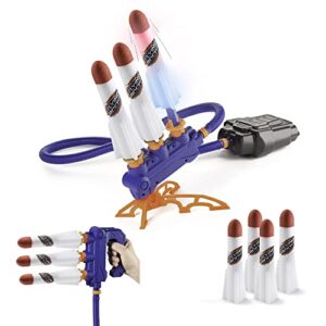 new bounce rocket launcher for kids - adjustable 2-in-1 jump rocket set - includes a sturdy launch pad and 4 led rockets - soars up to 150 ft - fun kids outdoor toys (4 pc rocket launcher)