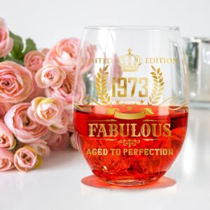 Kies®GIFT Gold 50th Birthday Gifts Women Personalised Glass 50 Year Old Gifts for Women 50th Birthday Party Decorations 50th Gin Sister Gifts