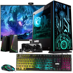 mtg aurora 4c gaming tower pc- intel core i7 4th gen, rtx 2060s gddr6 8gb 256bits graphic, 16gb ram, 1tb nvme, 2tb ssd, new mtg 27 inch monitor, rgb bundle, webcam, win 10 home