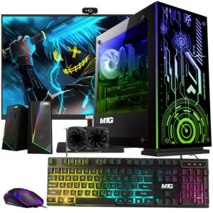 mtg aurora 4c gaming tower pc- intel core i7 4th gen, gtx 1660 super 6gb gddr6 192bits graphic, 16gb ram, 1tb nvme, new mtg 27 inch monitor, rgb bundle, webcam, win 10 home