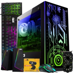 mtg aurora 4c gaming tower pc- intel core i7 4th gen, amd rx 580 gddr5 8gb 256bits graphic, 16gb ram, 512gb nvme, 2tb ssd, rgb bundle, webcam, win 10 home