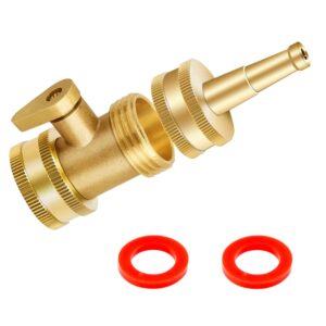 jet nozzle high pressure hose nozzle - water hose sprayer nozzle with garden hose shutoff valve solid brass heavy duty 3/4" ght connector -1 set