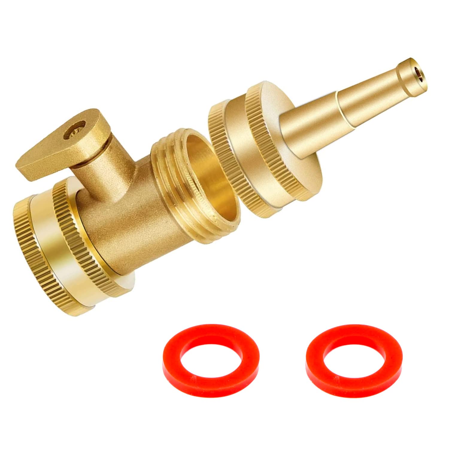 Jet Nozzle High Pressure Hose Nozzle - Water Hose Sprayer Nozzle with Garden Hose Shutoff Valve Solid Brass Heavy Duty 3/4" GHT Connector -1 set