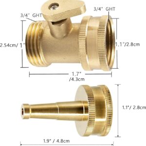 Jet Nozzle High Pressure Hose Nozzle - Water Hose Sprayer Nozzle with Garden Hose Shutoff Valve Solid Brass Heavy Duty 3/4" GHT Connector -1 set