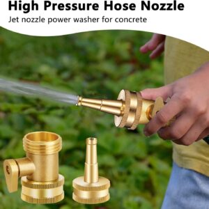 Jet Nozzle High Pressure Hose Nozzle - Water Hose Sprayer Nozzle with Garden Hose Shutoff Valve Solid Brass Heavy Duty 3/4" GHT Connector -1 set