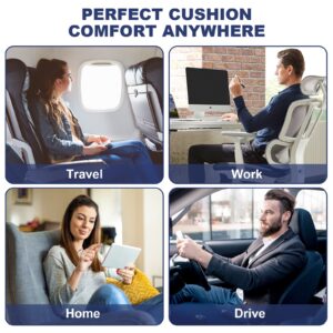 Ainiv Seat Cushion Office Chair Cushions, Memory Foam Seat Cushion, Adjustable Non-Slip Coccyx Cushion for Car Seat, Office Chair or Wheelchair, Suitable for Relieve Back, Hip and Tailbone Pain-Blue