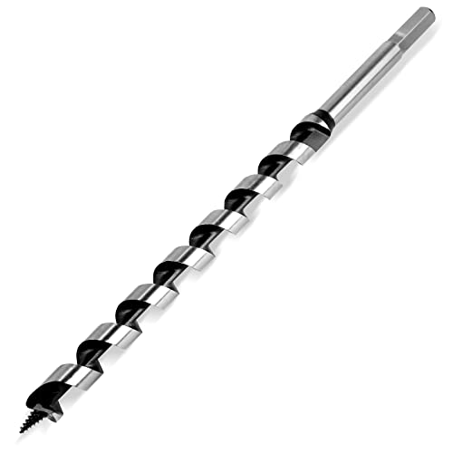 Masendelk Ship Auger Drill Bit 3/4 x 12 Inch, Wood Auger Bit with 3/8 Inch Hex Shank