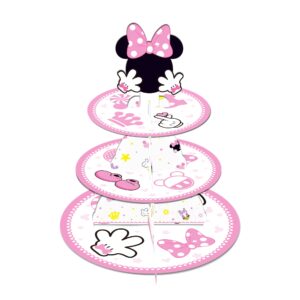 large 3-tier minnie cupcake stand 12inch cardboard cupcake tray for wedding birthday baby shower minnie birthday party supplies